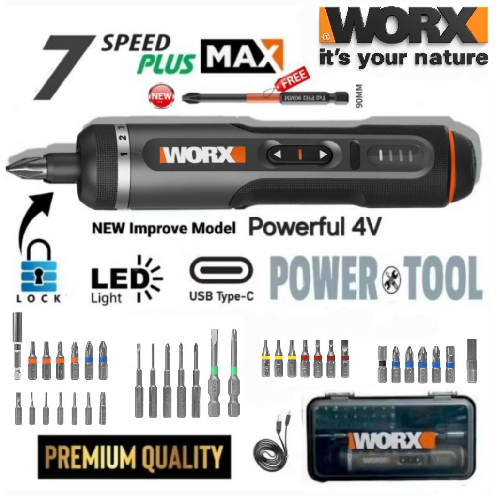 New improve Worx 4V Electrical Screwdriver Set WX242 Smart Cordless Electric Screwdrivers ...
