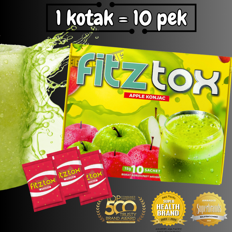 FITZTOX MINUMAN DETOX BERPERISA APPLE KONJAC - 1 BOX (10 SACHET ...