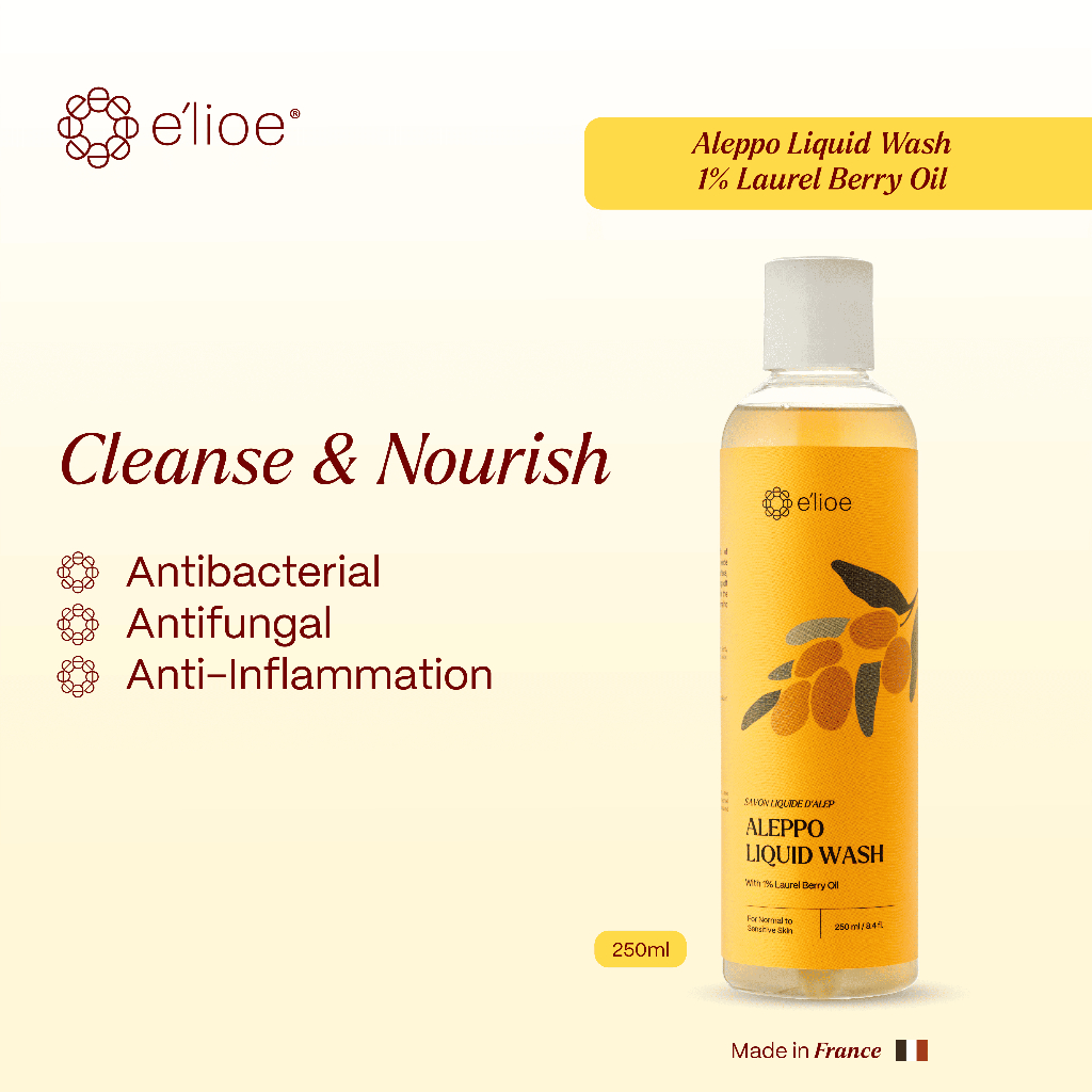 e'lioe Aleppo Liquid Wash with 1% Laurel Berry Oil (250ml) for Normal ...