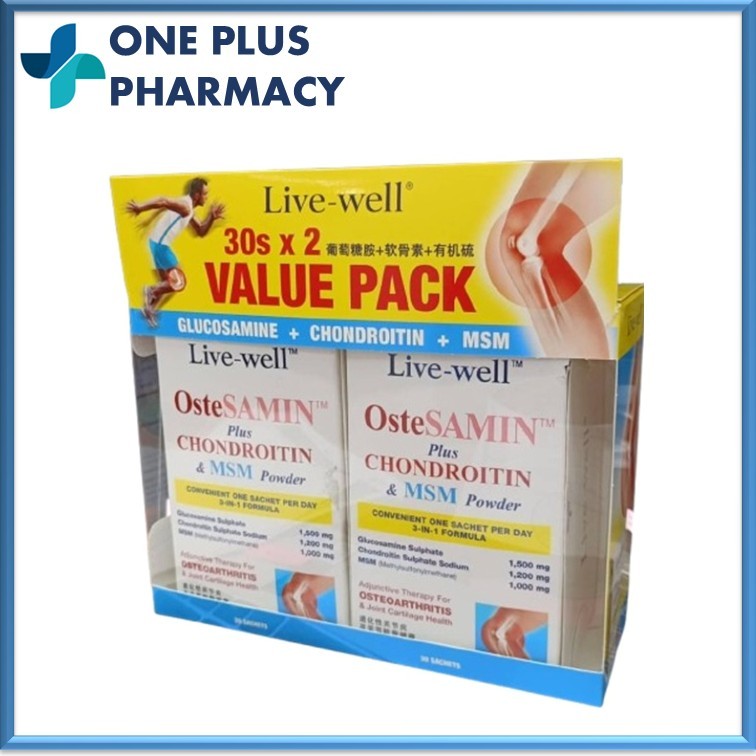 Live well Ostesamin Plus Chondroitin & MSM Powder 2x30's [EXP 02/2028 ...