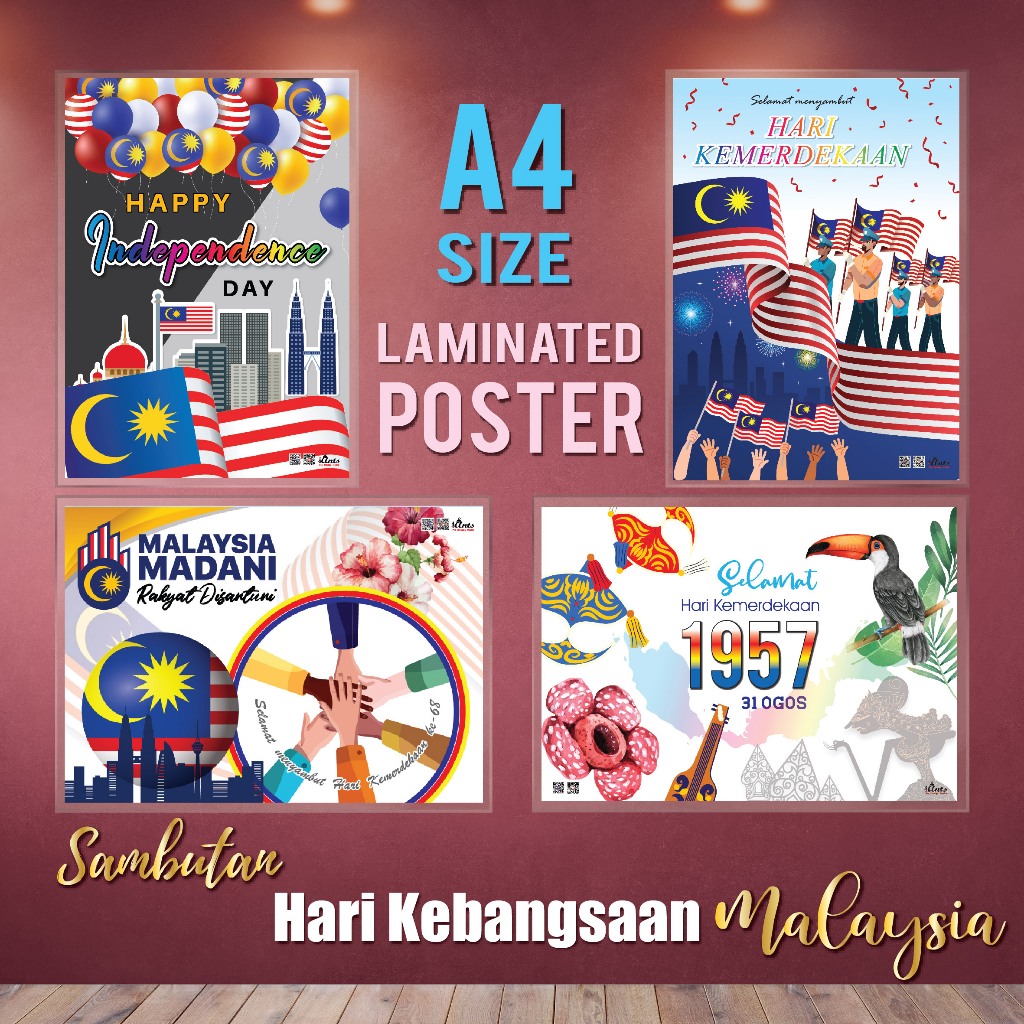 A4 Poster laminasi hari Merdeka sejarah kebangsaan Laminate Poster ...