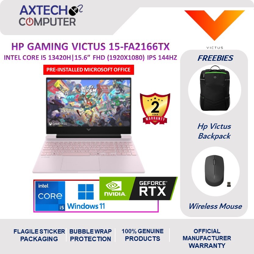 HP Victus 15-fa2166TX 15.6" FHD 144Hz Gaming Laptop Powder Pink ( i5 ...