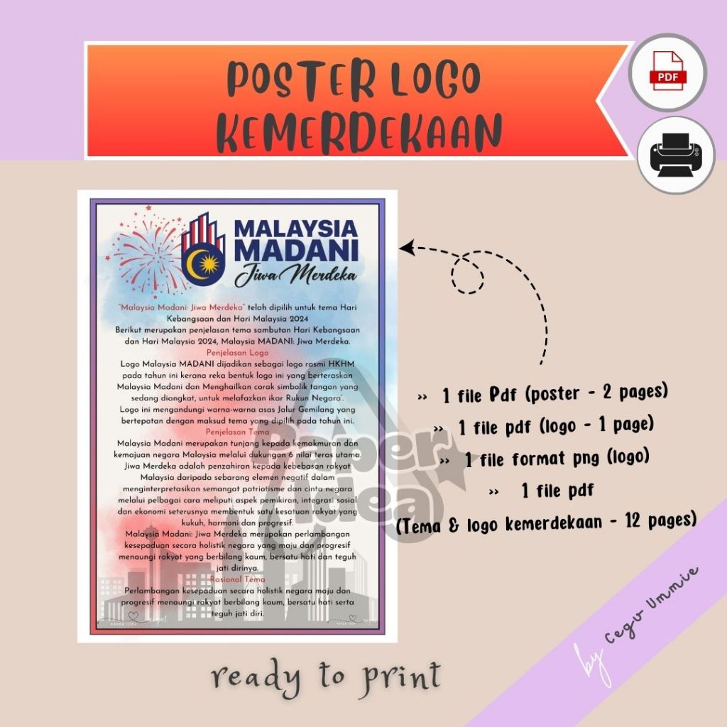 Poster Logo Dan Tema Kemerdekaan Malaysia Madani Softcopy Pdf Keceriaan Kelas | Shopee Malaysia