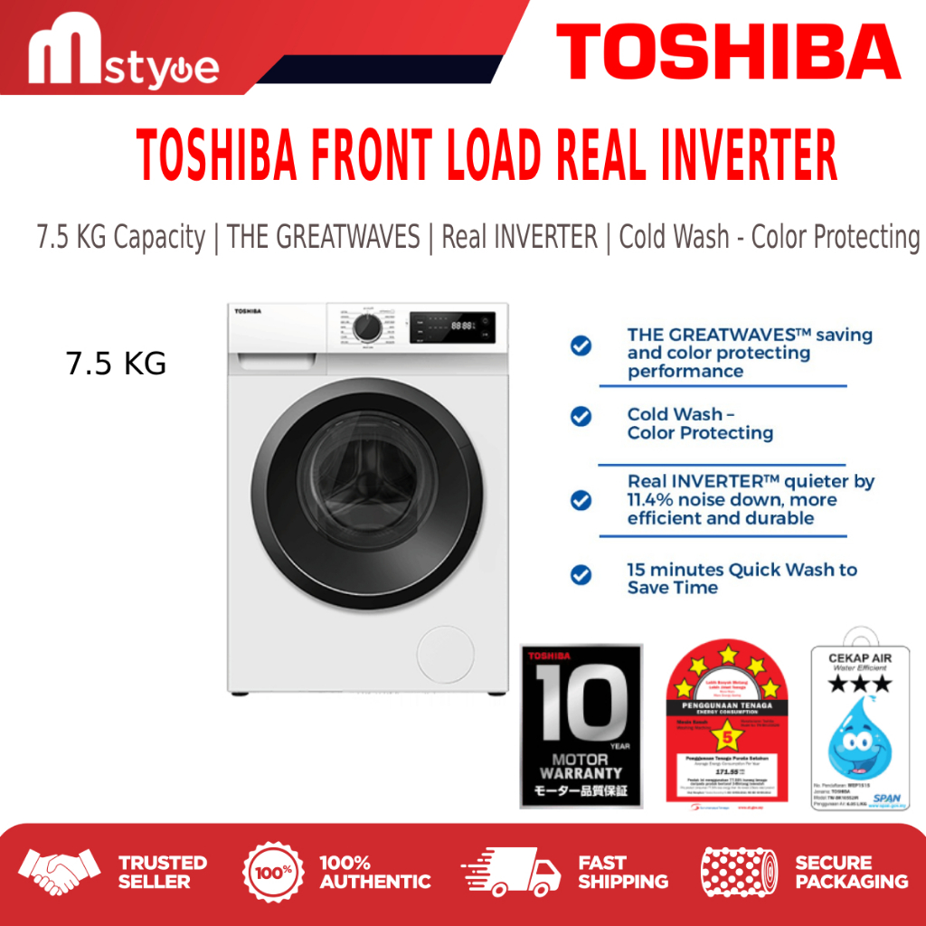 Toshiba Front Load Washer 7 - 8.5 KG Inverter Motor | Multiple Wash ...