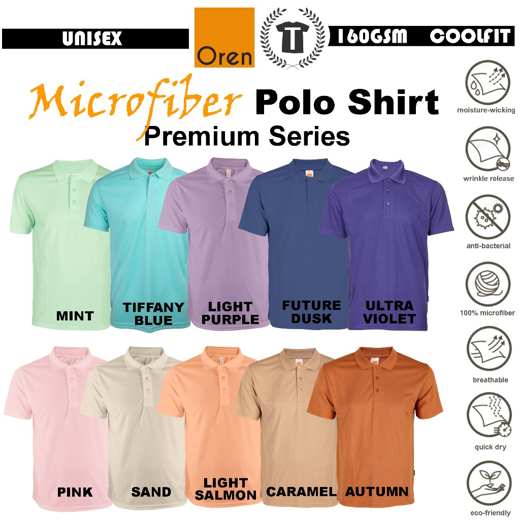 【Premium】Microfiber Plain Collar Shirt Mint/Tiffany Blue/Purple/Future ...