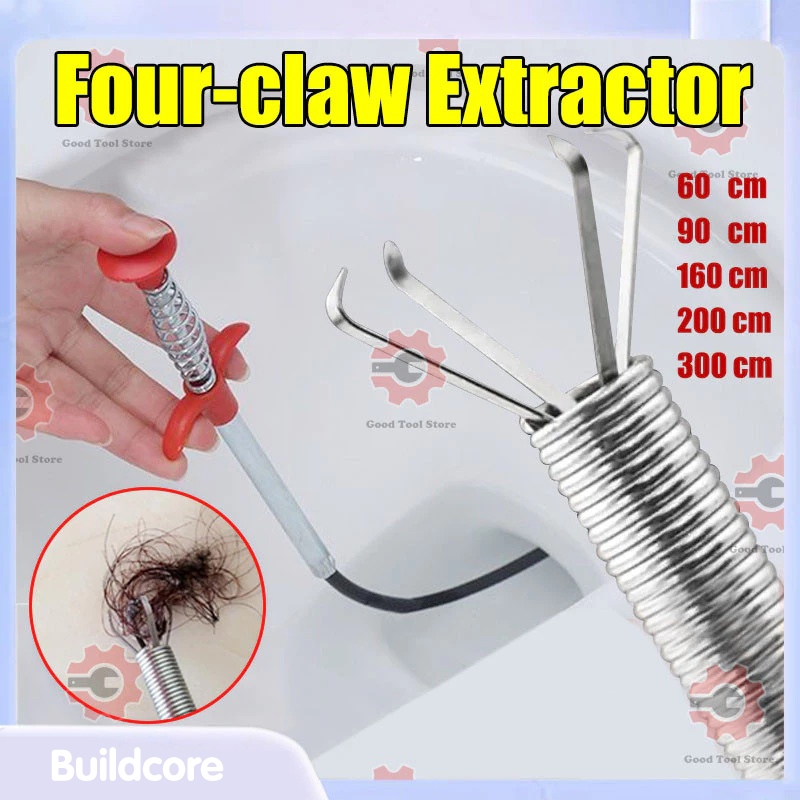 3M Drain Clog Remover Hand Clip Dredge Drain Gripper Flexible Four Claw ...