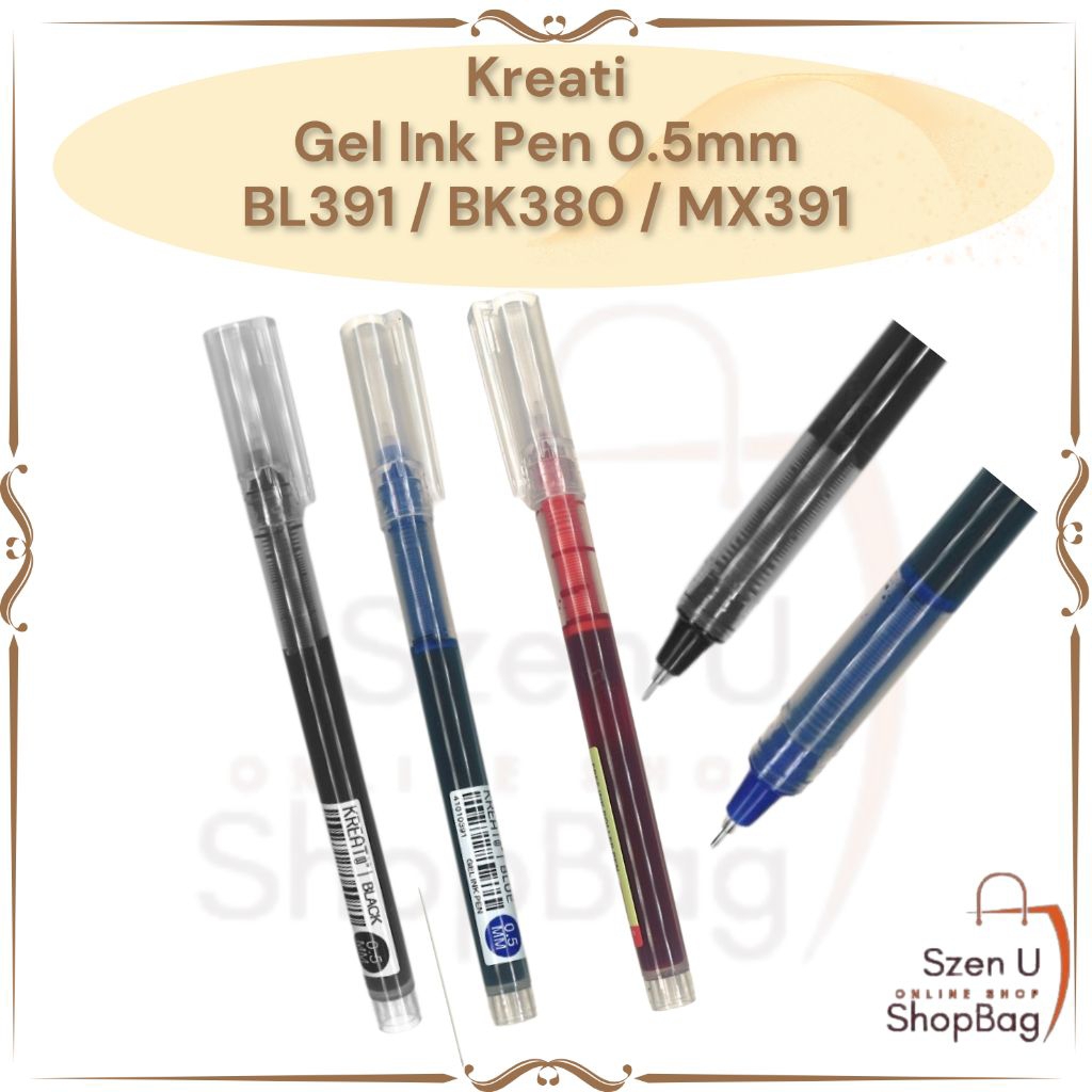 Kreati Pen Dakwat Gel 0.5mm | Gel Ink Pen 0.5mm - BL391 / BK380 / MX391 ...