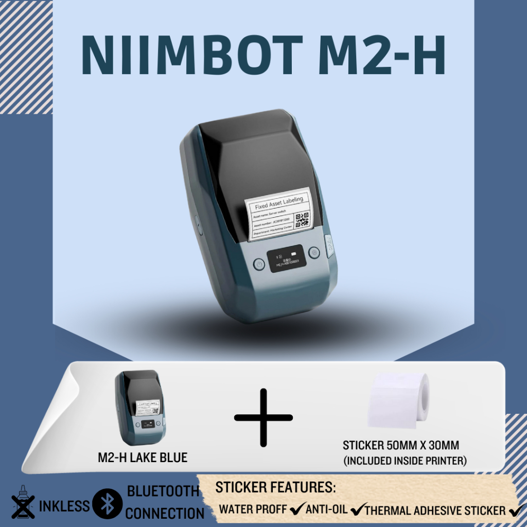 Niimbot M2_H Label Printer inkless Portable Printer (LAKE BLUE ...