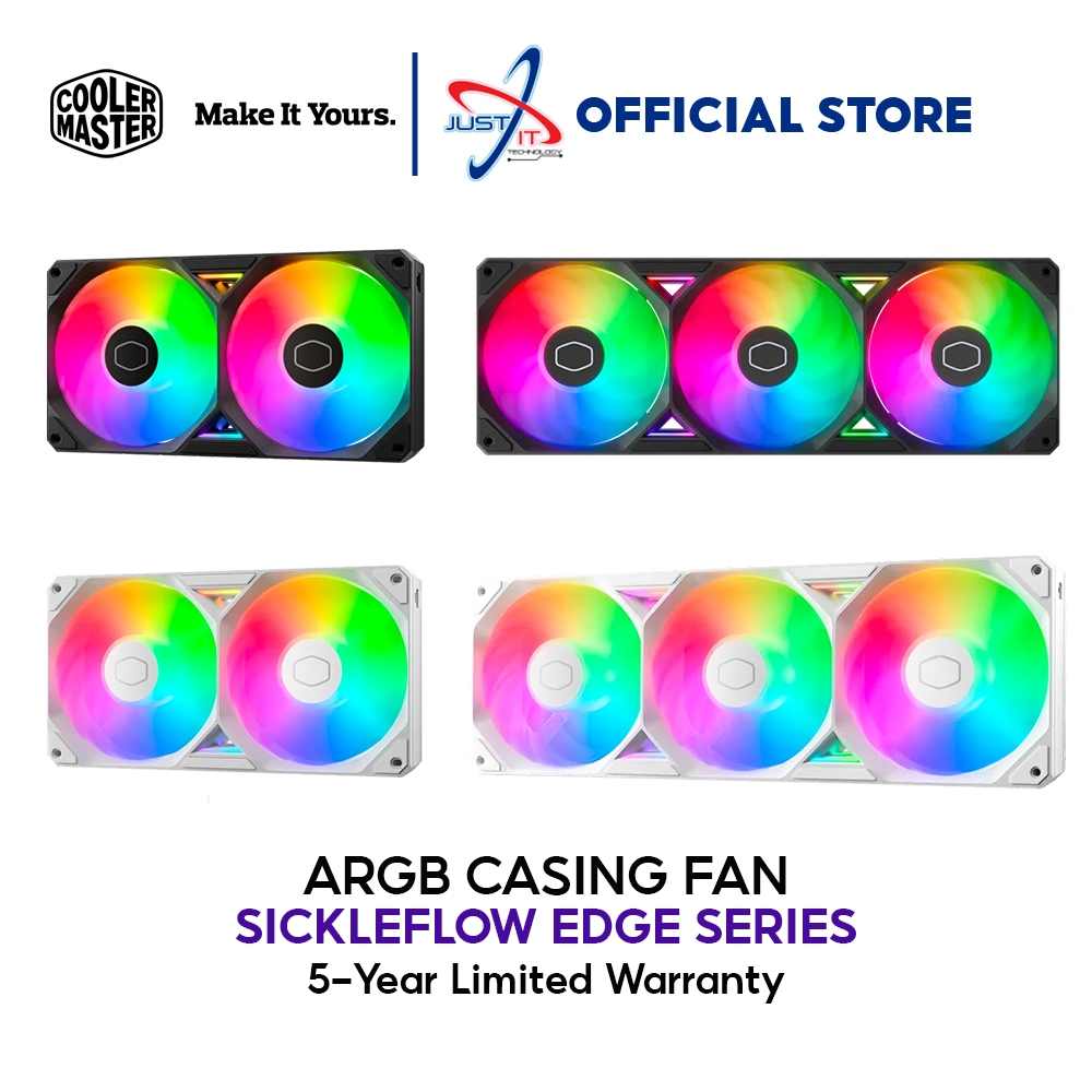 COOLER MASTER SICKLEFLOW EDGE 240 / 360 ARGB CASING FAN - BLACK / WHITE ...