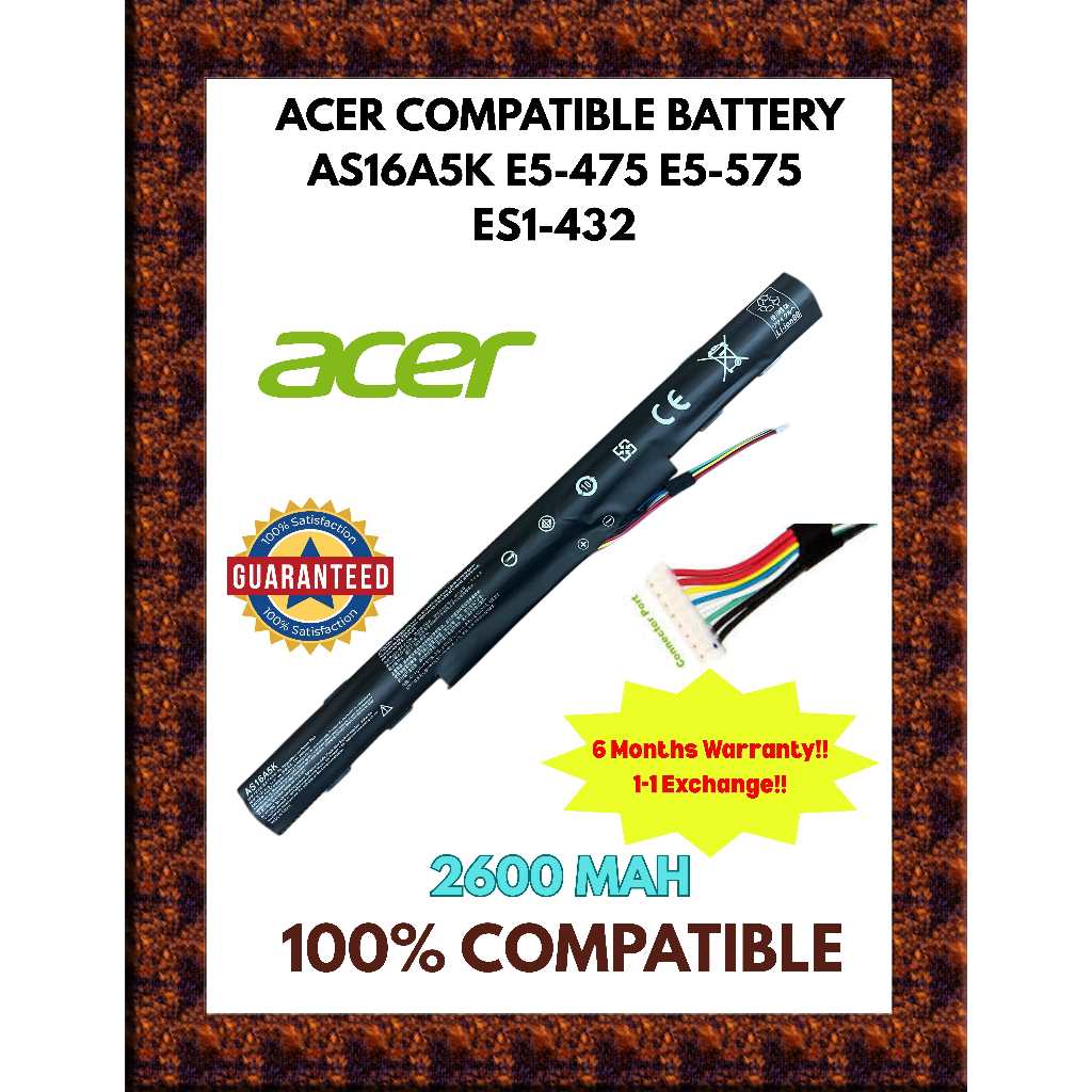 ACER E5-475 E5-575 E5-576 ES1-432 P249 P259 AS16A5K COMPATIBLE BATTERY ...