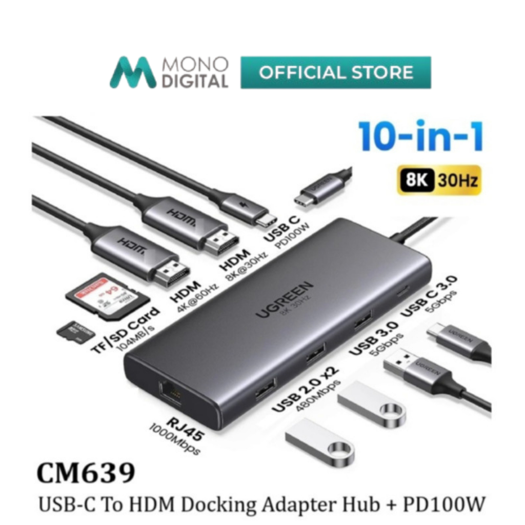 UGREEN CM639 USB-C MULTIFUNCTIONAL DOCKING ADAPTER HUB PD100W ...