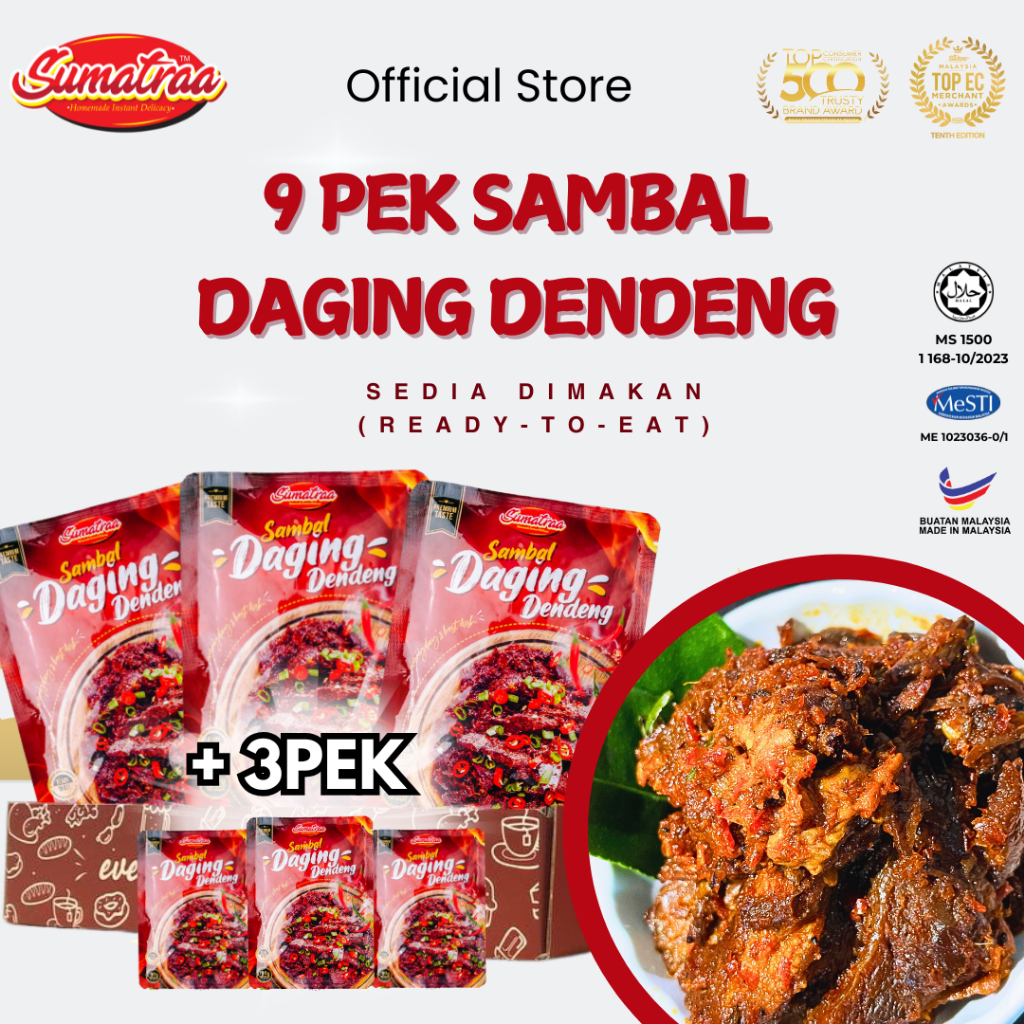 [Dendeng Gift Set] Combo 6 + 3 Sambal Daging Dendeng Sumatraa Viral ...