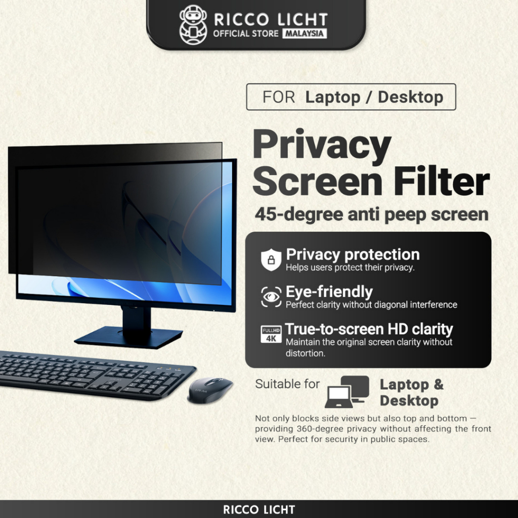 Anti Blue Glare Light Laptop Monitor Invisible Privacy Screen Protector ...