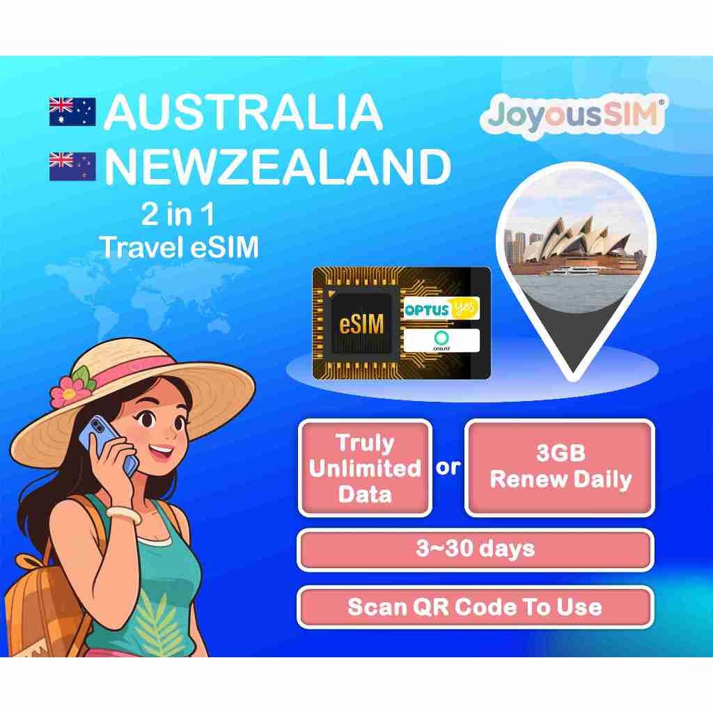 【esim】Australia & New zealand, Unlimited data without speed down/3GB renew daily, 1~30days, 澳大利亚 ...
