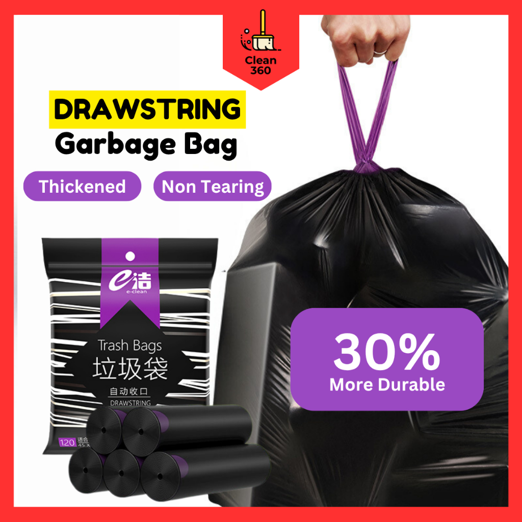 Thick Garbage Bag Drawstring Plastic Bags Beg Sampah Tebal Kitchen ...