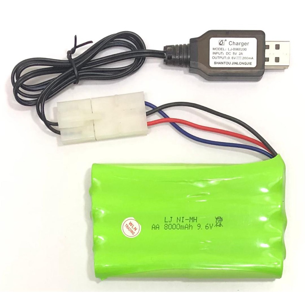 (Ready stock) LJ 9.6v battery NI-CD AA8000mah + USB 9.6V 250mA (3-PIN ...