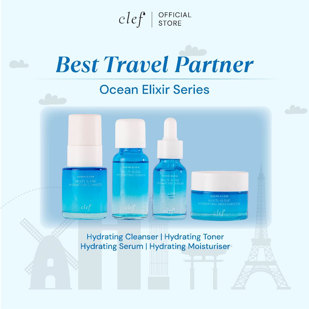 CLEF Ocean Elixir Hydrating Full Travel Kit | Cleanser | Toner | Serum ...
