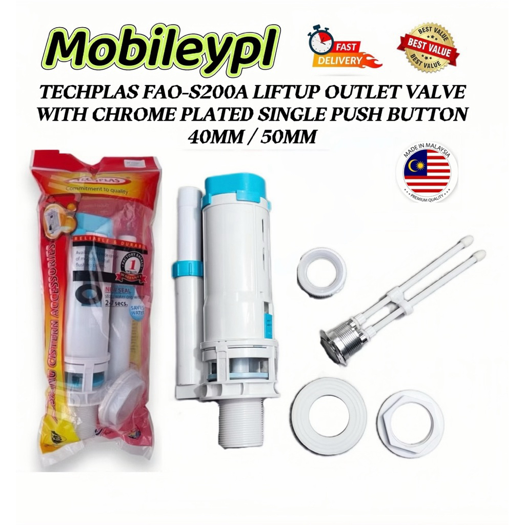 Techplas FAO-S200A Low Level Cistern Single Flush Toilet Drain Valve ...