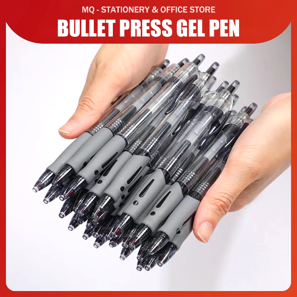 Retractable Gel Pen 0.5mm Black Blue Red Gel Ink Refill Gel Pen School ...