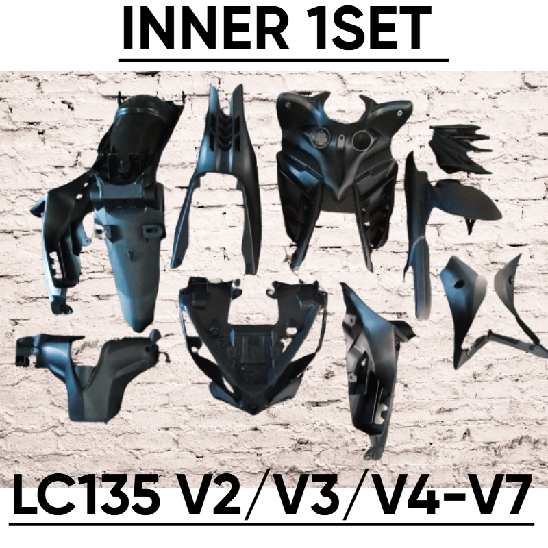 Inner cover set lc 135 V2 V3 V4 V5 V6 V7 OEM SET HITAM MATTE FULL ITEM ...