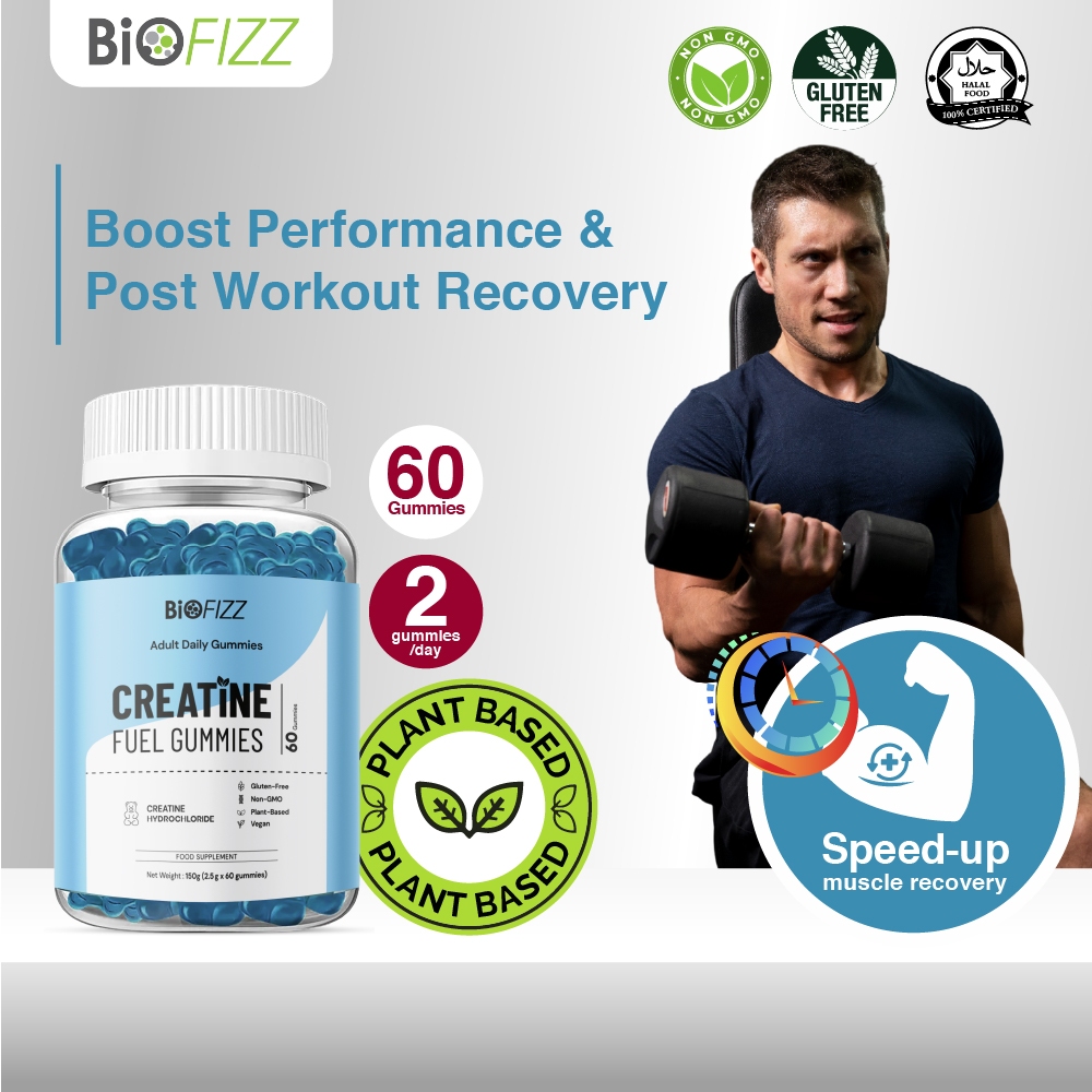 BIOFIZZ Halal Creatine Gummy Supports Muscle Recovery Building Strength ...