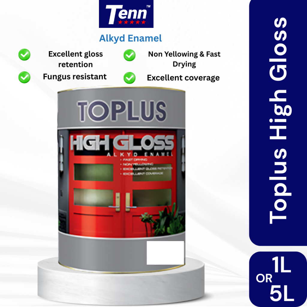 Toplus High Gloss Paint Cat Kayu , Besi 1L & 5L - Cat Berkilat & Untuk ...