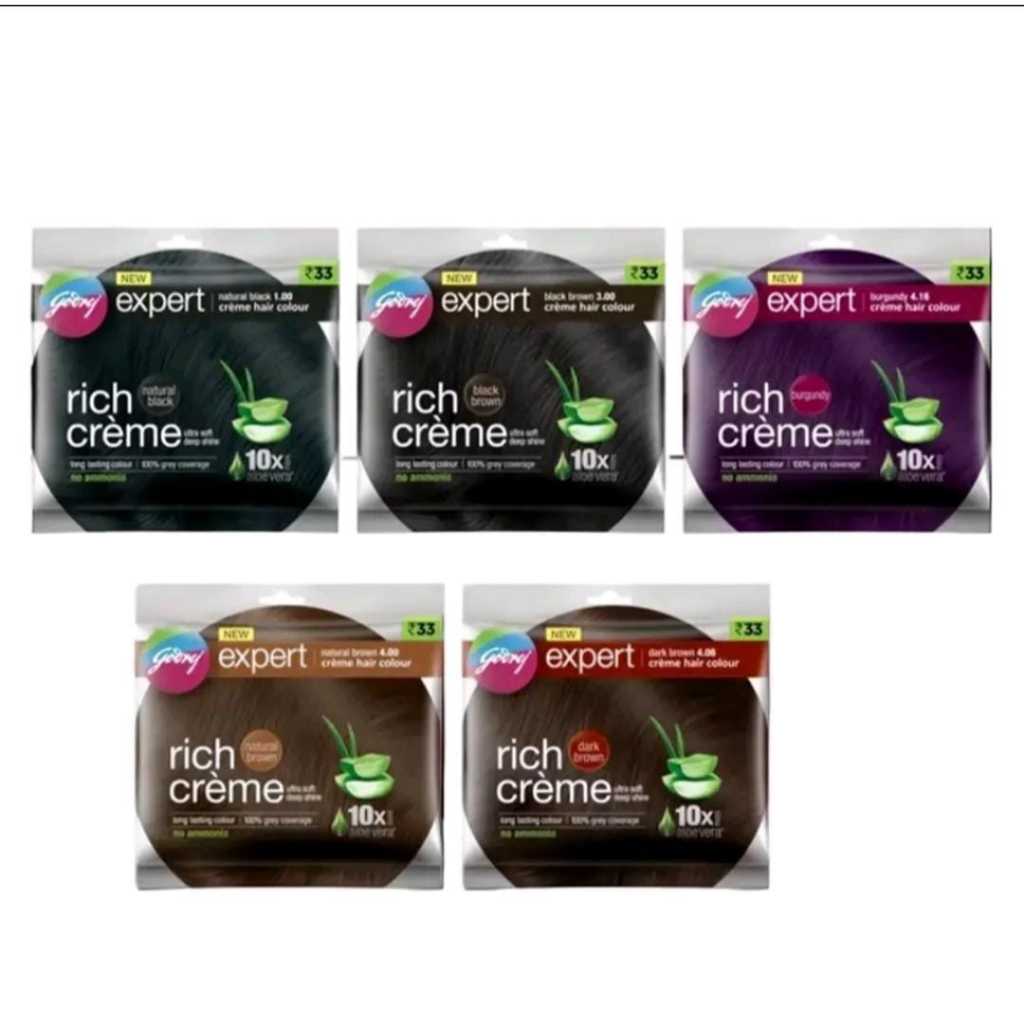 Godrej Rich Crème Hair Colour -Hair Dye-1 Packet best value | Shopee ...