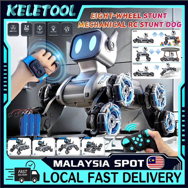 2.4G Eight Wheel Mechanical RC AI Stunt Dog Hand Gesture Controller ...