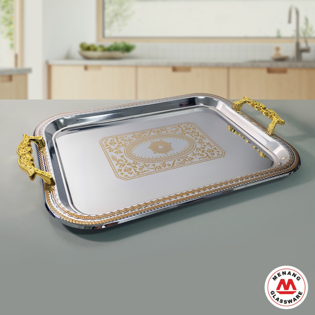 Arabic Gold Stainless Steel Serving Tray/Dulang Hantaran (XL) | Shopee ...