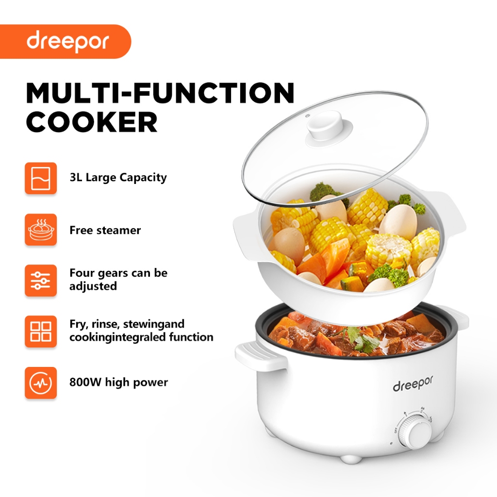 Dreepor 3L Electric Cooker 4 Gears Non-Stick Multi Rice Cooker with ...