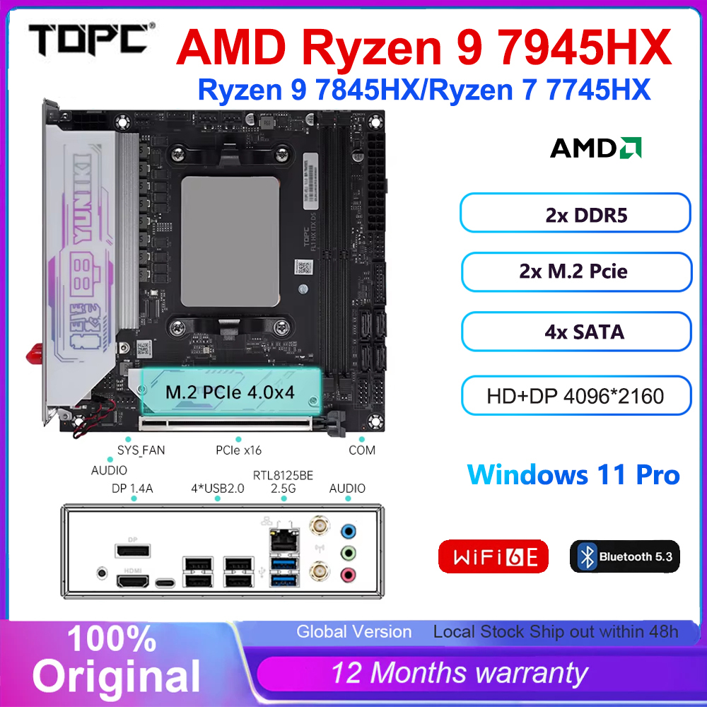 TOPC MINI PC AMD R9 7945HX 7845HX DDR5 5600Mhz NVME SSD WINS 11 WIFI6 ...