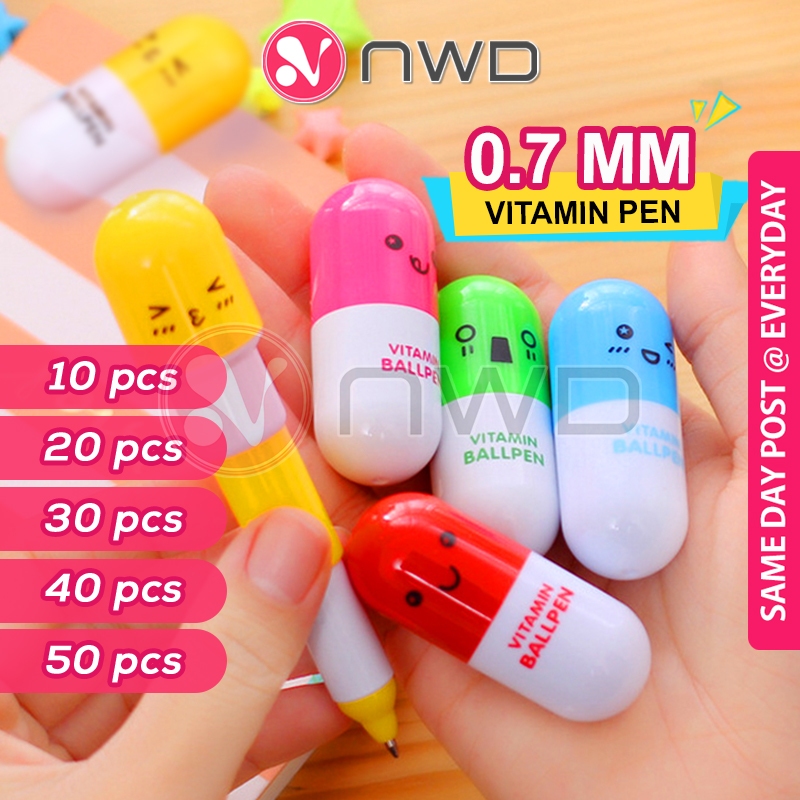 𝗛𝗔𝗡𝗗𝗬 𝗝𝗢𝗬 》Capsule Vitamin Mini Pen Retractable Ballpoint Pill School ...