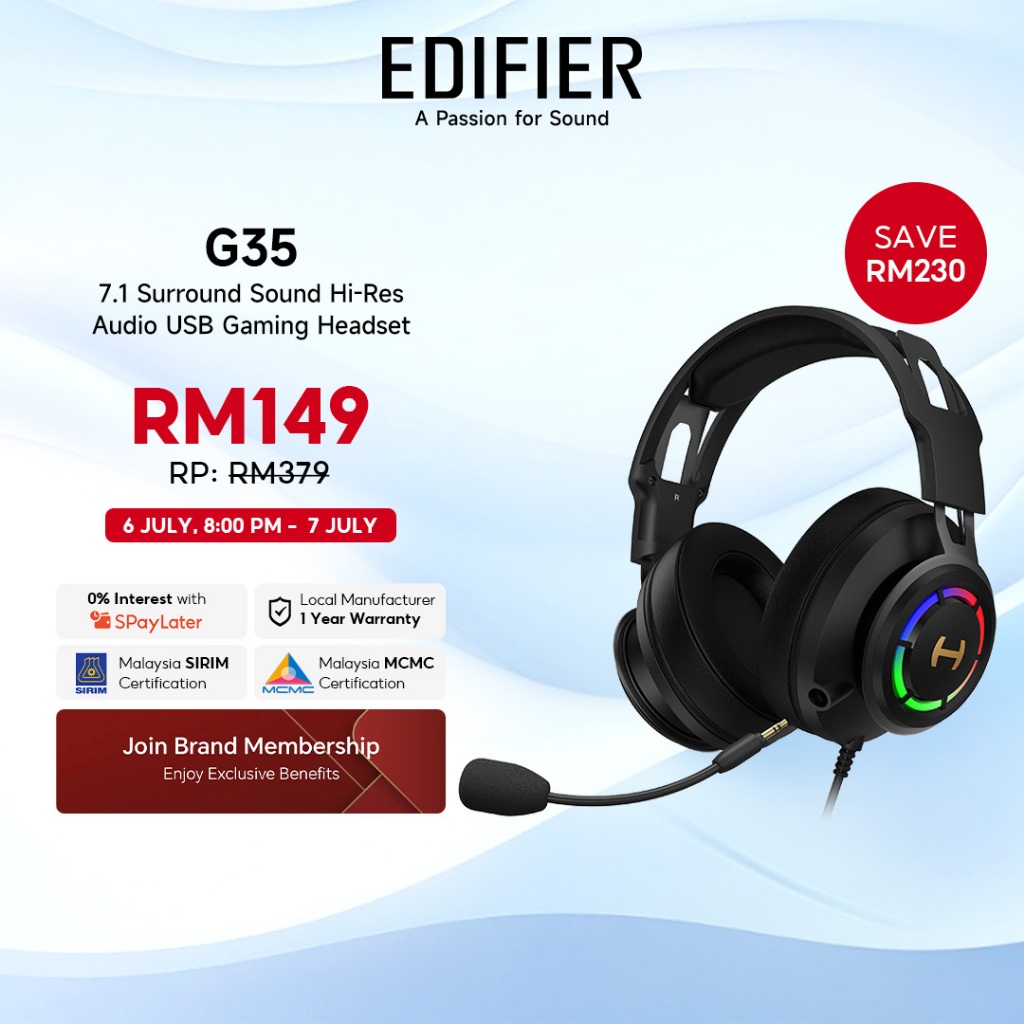 Edifier Hecate G35 7.1 Surround Gaming Headset - Hi-Res Audio | RGB ...