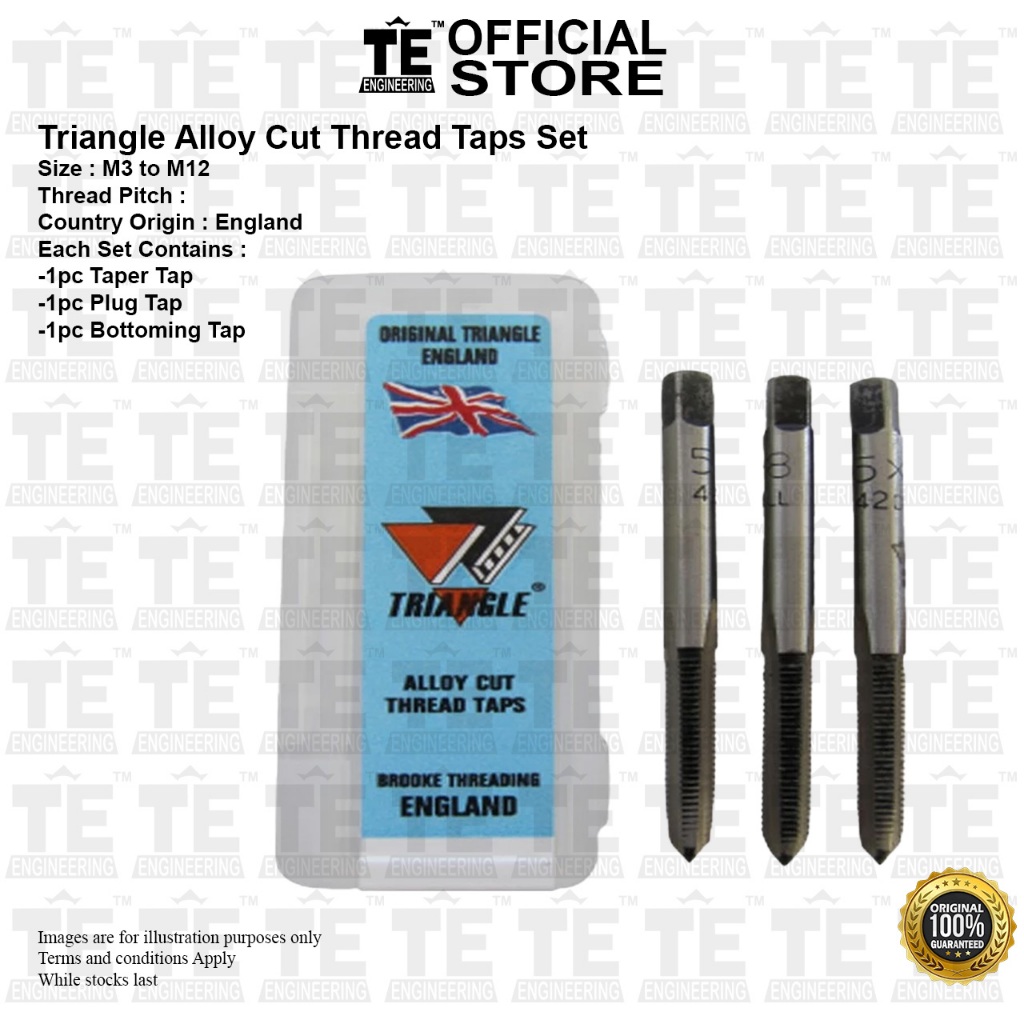 TRIANGLE - CARBON STEEL HAND TAPS M3 to M12 (SET/3 PCS) | Shopee Malaysia