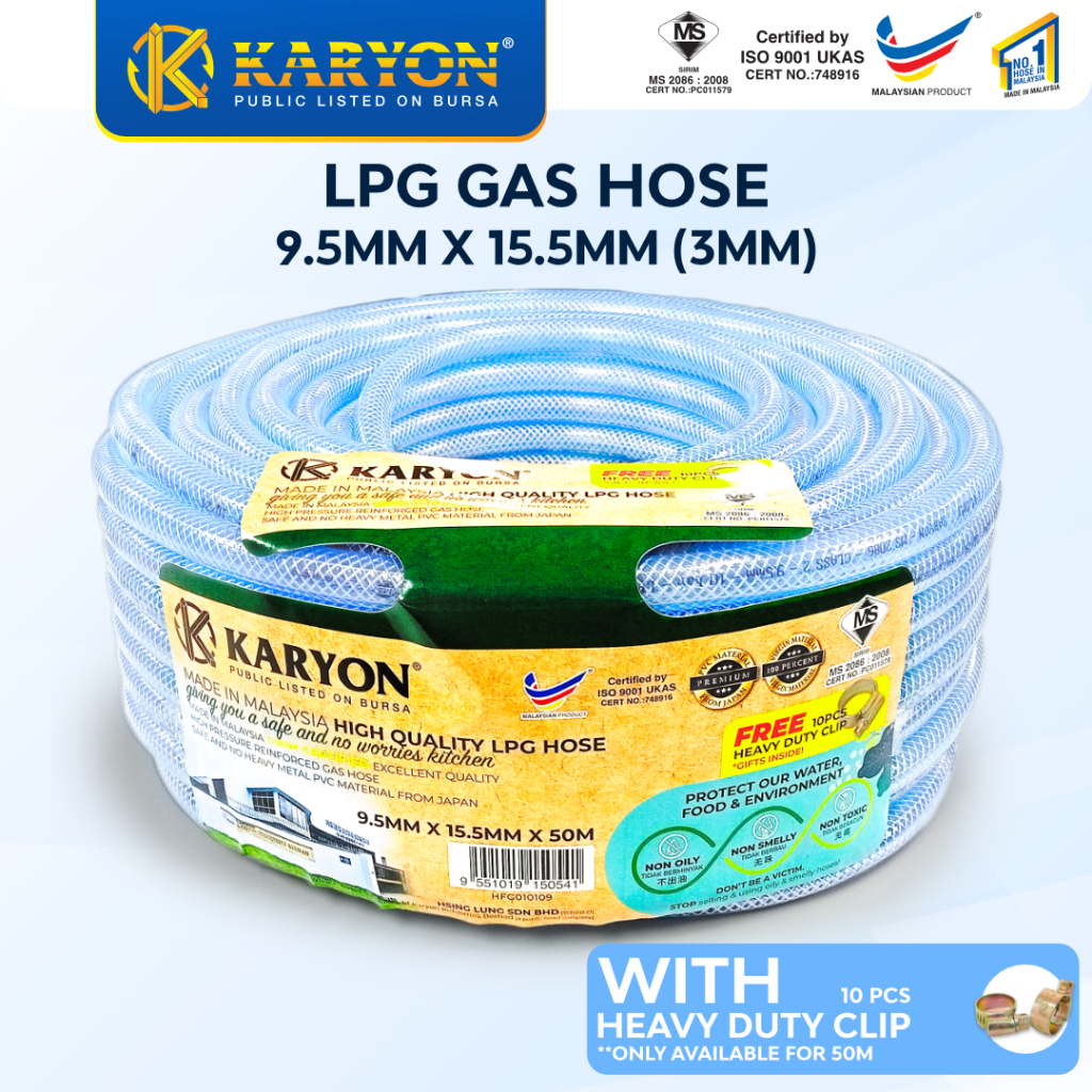 Karyon® Excellent Quality SIRIM Certified Net Transparent Gas Hose (9 ...