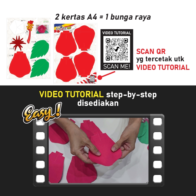 Kraf DIY Patriotisme Bunga Raya 3D Aktiviti Murid Hari Merdeka Hiasan ...