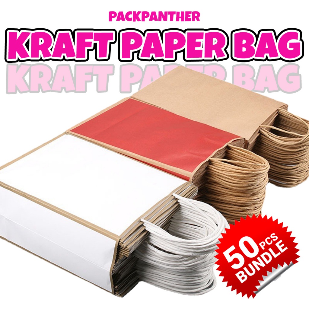 50pcs Bundle Beg Kertas Paper Bag Gift Beg Goodie Bag Paperbag ...