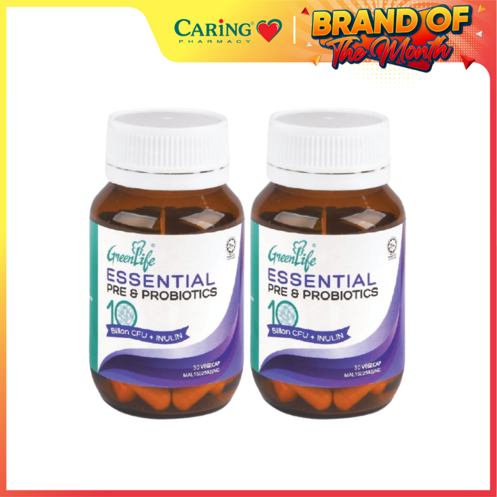 GREENLIFE ESSENTIAL PRE & PROBIOTICS VEGETABLE CAPSULE 30S × 2 | Shopee ...