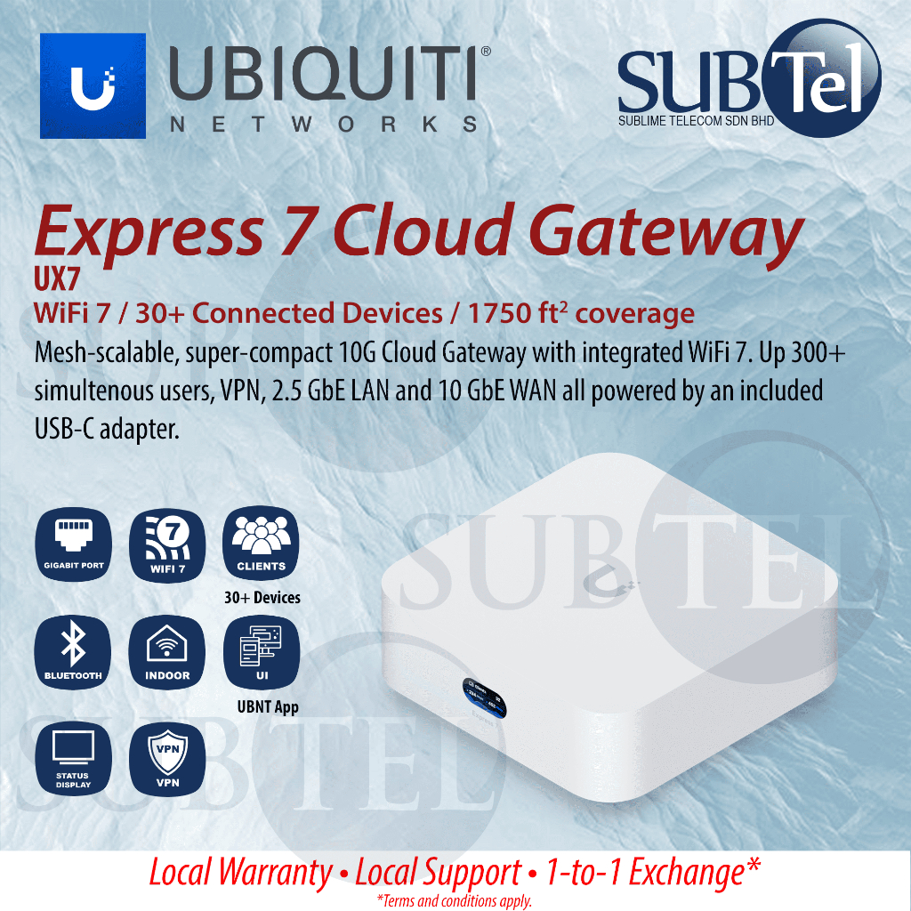 Ubiquiti UX7 Express 7 Cloud Gateway | Tri-Band WiFi 7 Router | 10G WAN ...