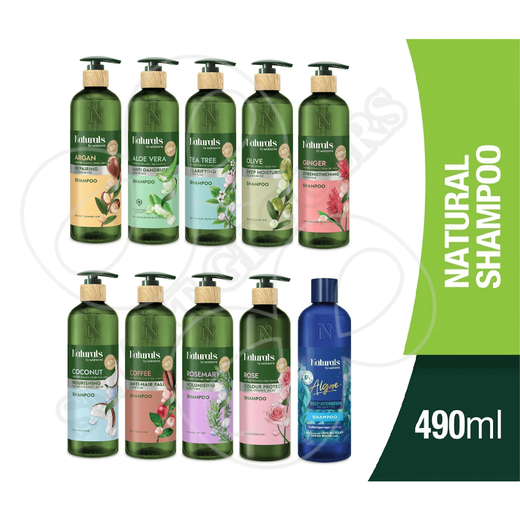 NATURALS BY WATSONS Shampoo 490ml (Argan Oil /Aloe Vera /Tea Tree ...