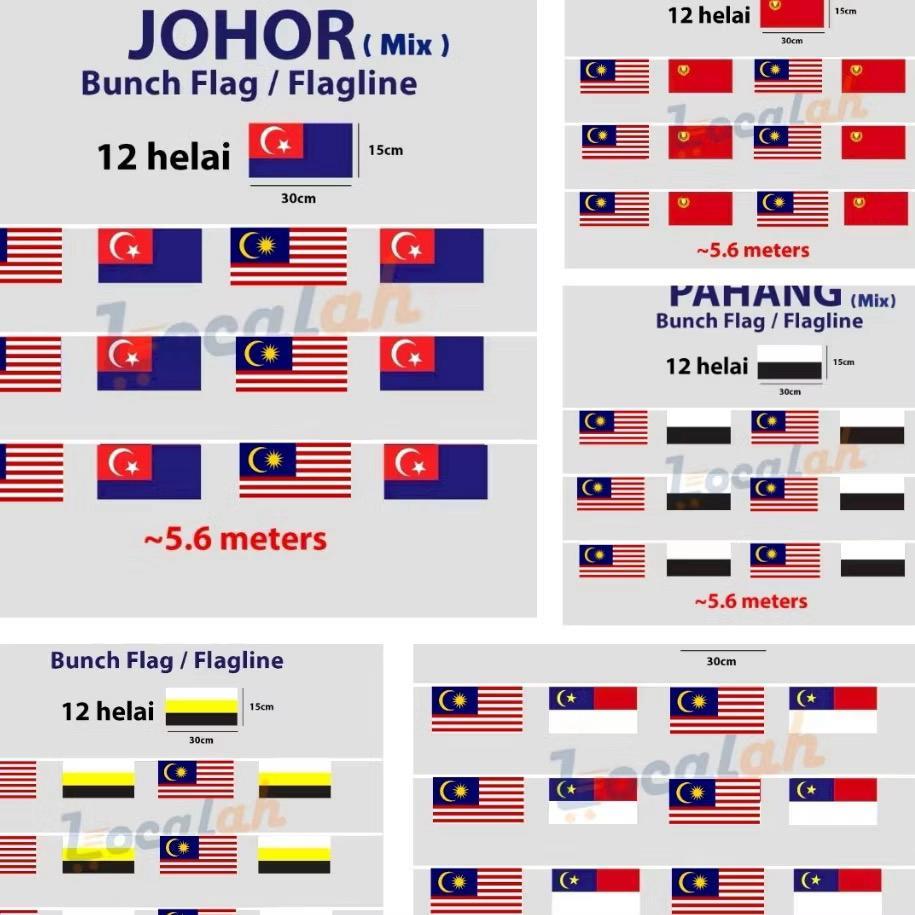 Malaysia All State Bunch Flag Hanging Bunting Bendera / Bunch Flag ...