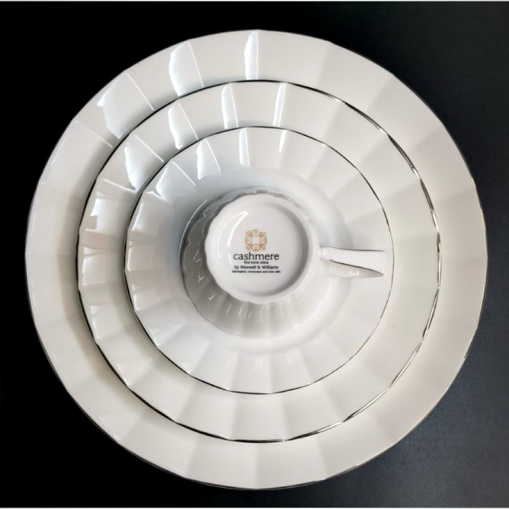 Maxwell & Williams Cashmere White Fluted Platinum Trim Bone China ...