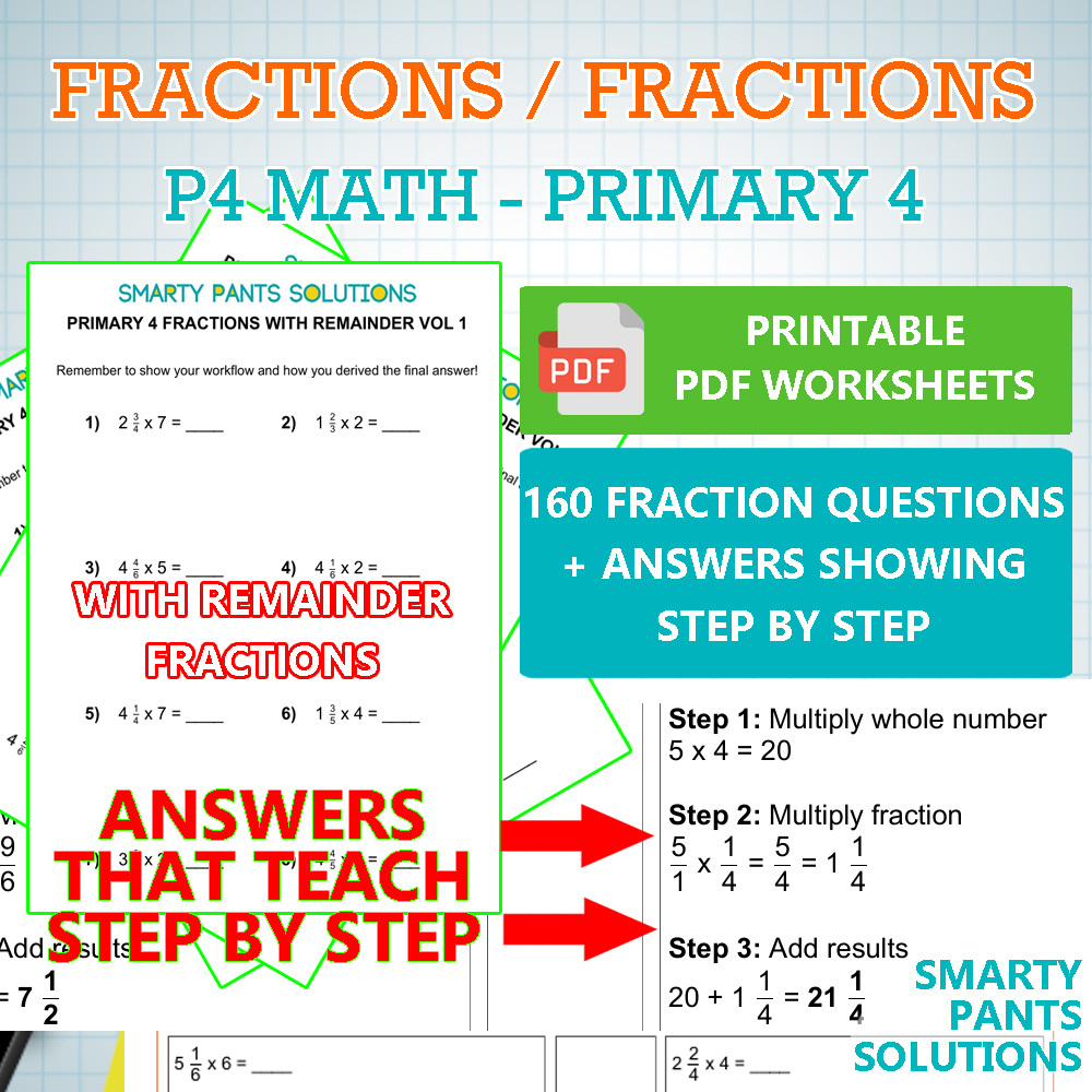 Fractions Worksheet 🏅 With Remainder P4 Primary 4 Fraction PDF Printable Questions Mathematics ...