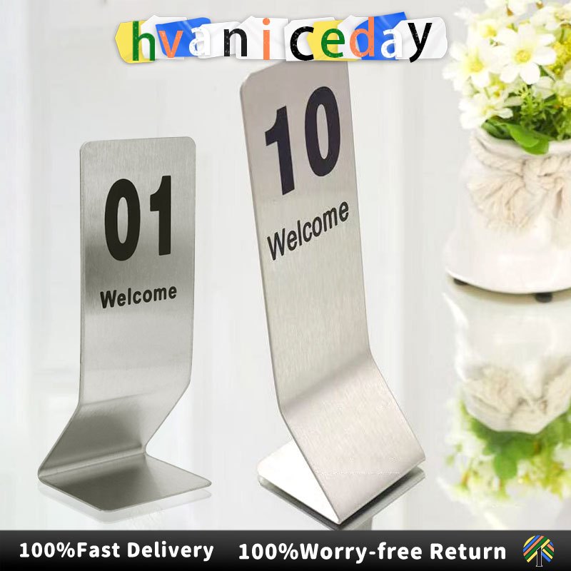 NO.1-30 Stainless Steel Table Number Plate Card Double-Sided Restaurant ...