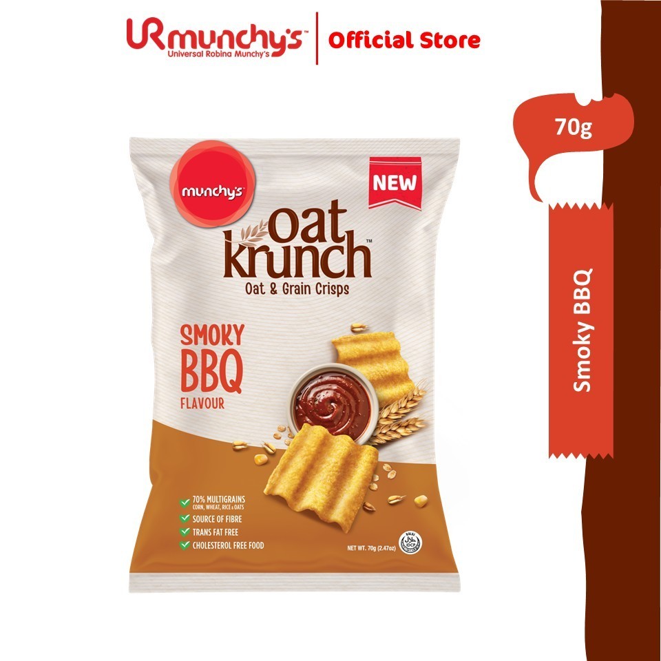 [Bundle of 3] Munchy's Oat Krunch Oat & Grain Crisps Smoky BBQ 70G ...