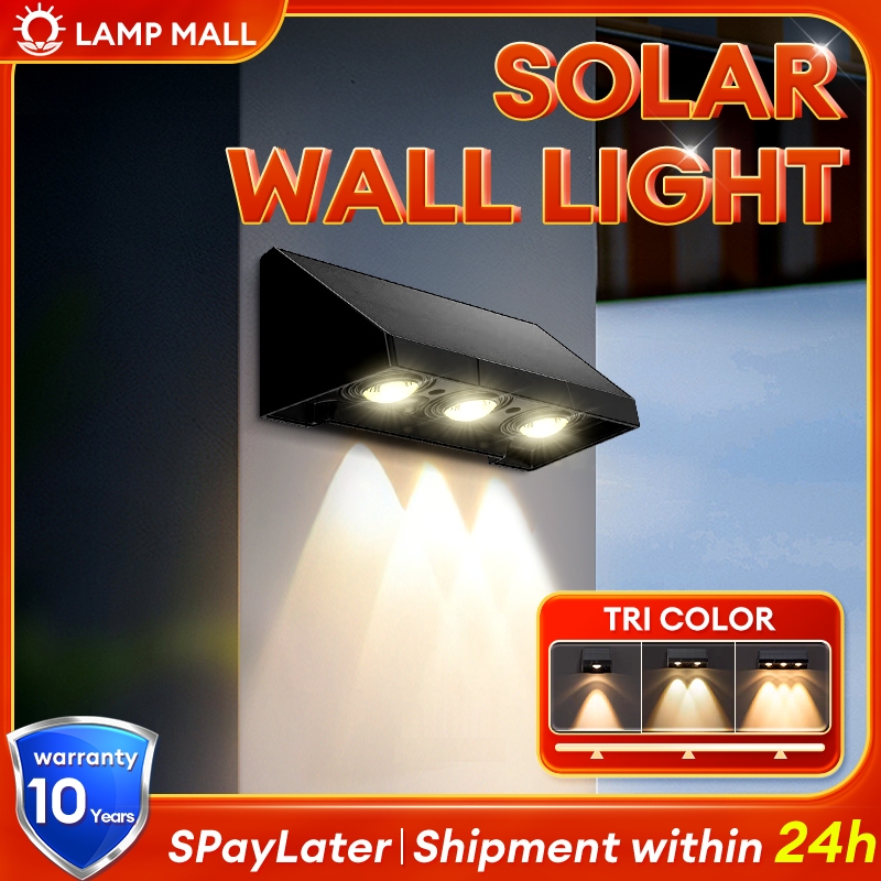 Solar Wall Light Fence Light IP65 Waterproof LED Warm Light Automatic ...