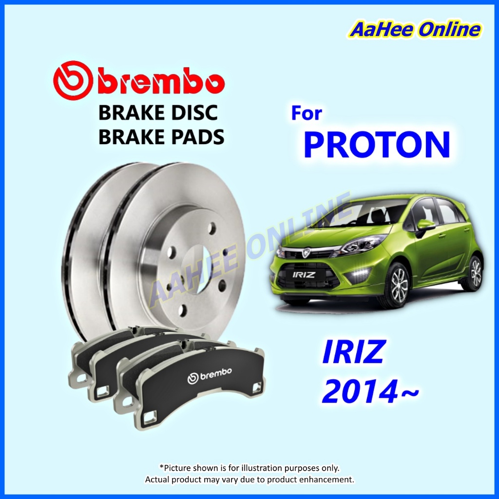 Proton IRIZ VVT 2014~ Front Brake Pads Disc Rotor BREMBO Original ...