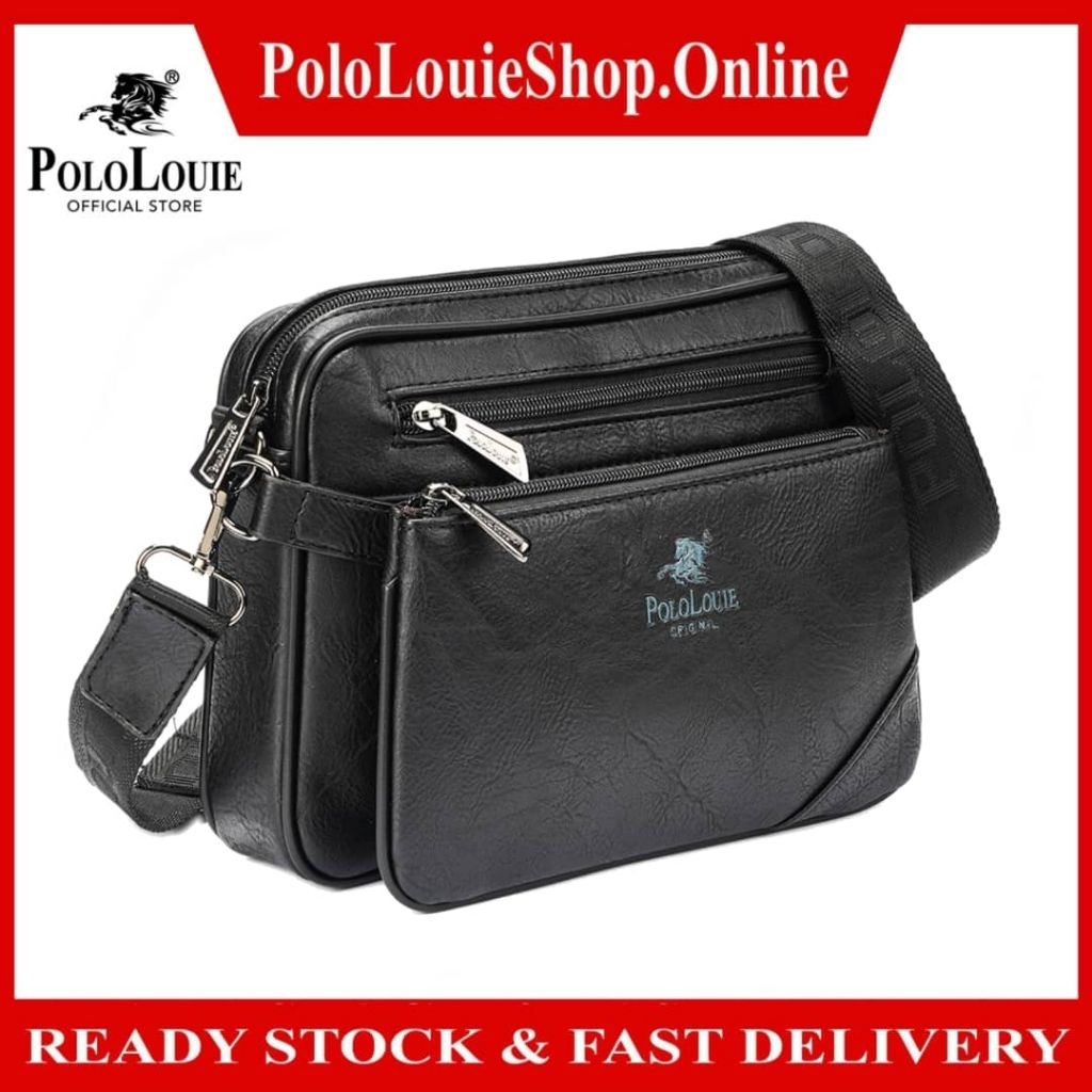 Original Polo Louie Men Synthetic Leather Duo Messenger Bag Detachable ...
