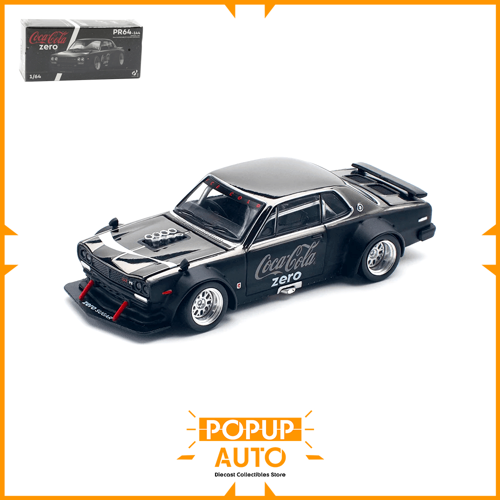 PopRace 1:64 Skyline GTR V8 Drift HAKOSUKA Coca Cola Zero Black Chrome ...