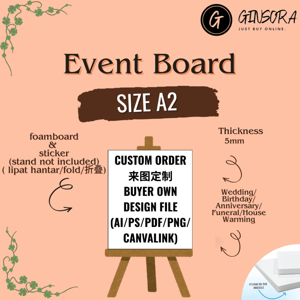 A2 Murah Papan Kahwinan Lipat&Hantar Welcome Board Wedding| Birthday ...